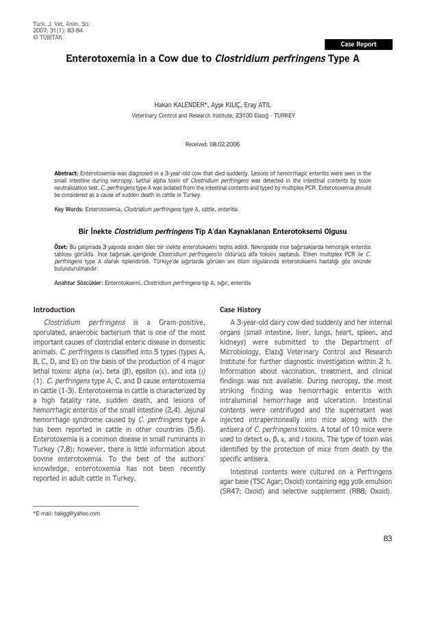 تحميل كتاب Enterotoxemia in a Cow due to Clostridium perfringens Type A ...